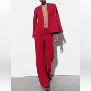 Zara | Jackets & Coats | Zara Cape Blazer Jacket W Slits Bloggers Red ...